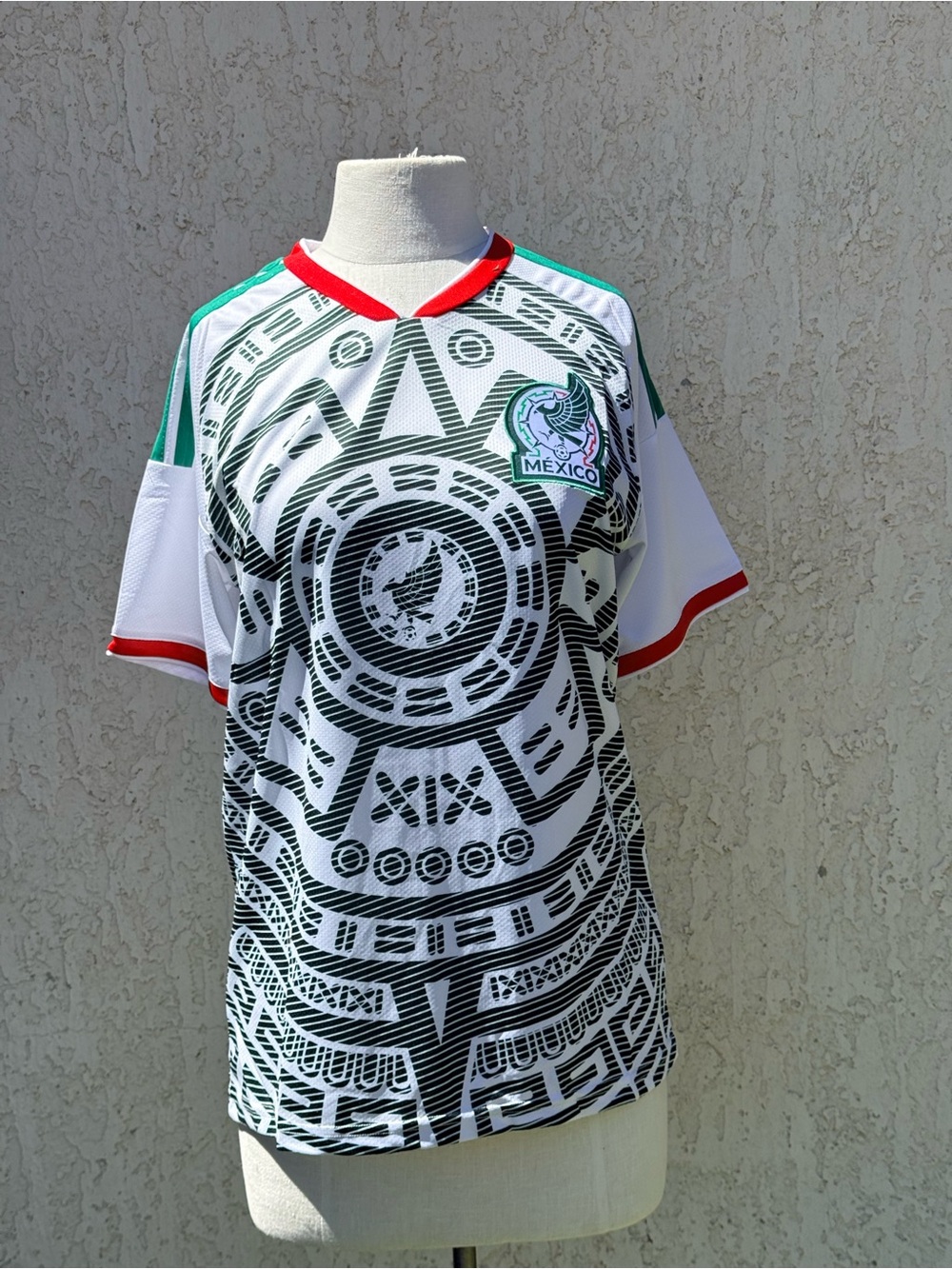 Tops | Mexico 1998 World Cup Retro Away Jersey Aztec Calendar White ...
